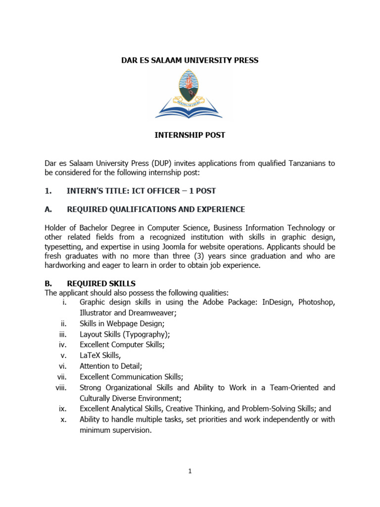 ICT Officer Internship at DUP | PDF | Graphic Design | Page Layout