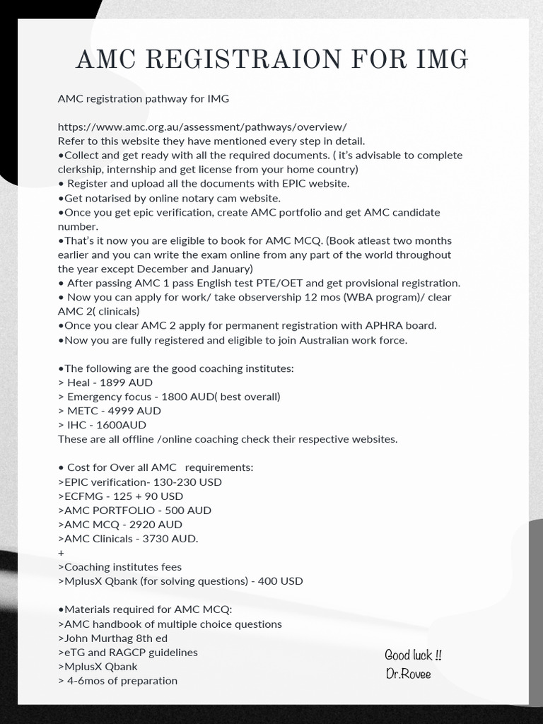 AMC Pathway Guide for IMGs | PDF