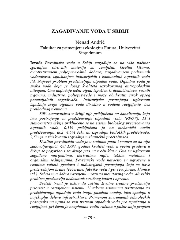 Zagadjivanje Voda U Srbiji (Futura 2010) | PDF