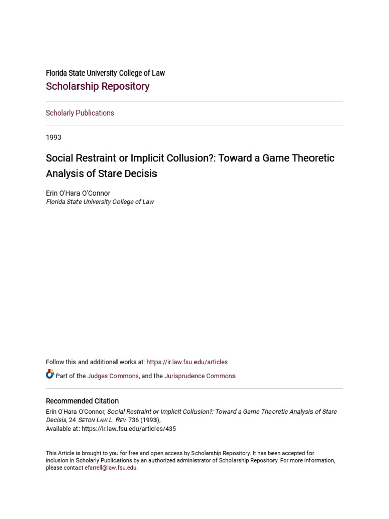 Social Restraint or Implicit Collusion - Toward A Game Theoretic | PDF ...