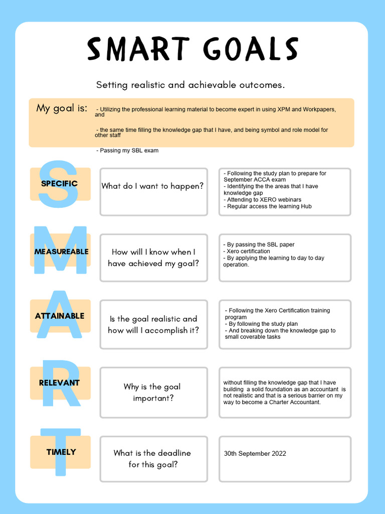 Smart Goals | PDF | Goal | Performance Appraisal