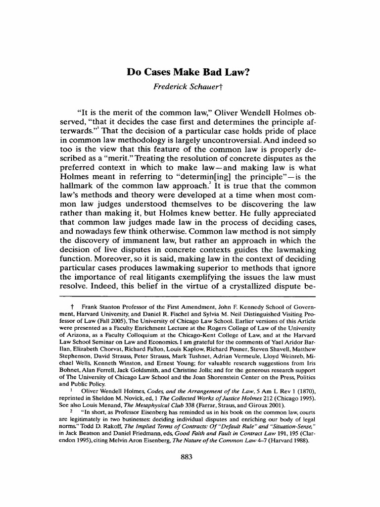 Do Cases Make Bad Law | PDF | Common Law | Representativeness Heuristic