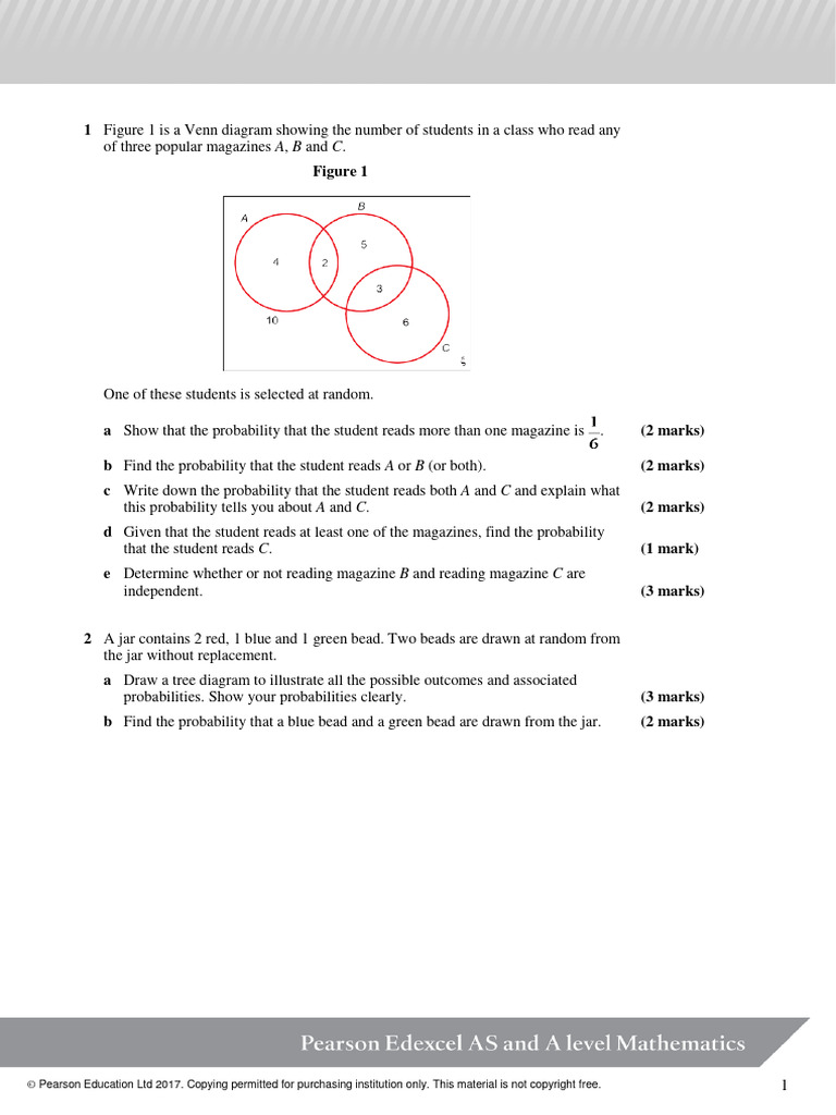 As Applied Unit 3 Probability QP | PDF | Statistics | Scientific Method