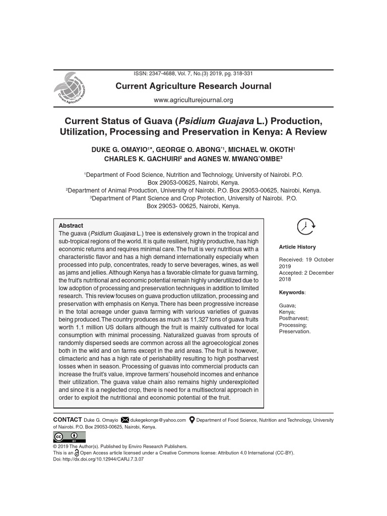 Guava Production and Processing in Kenya | PDF
