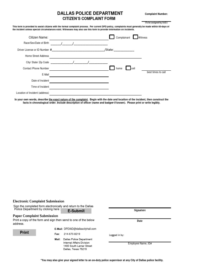 Citizen Complaint Form English | PDF