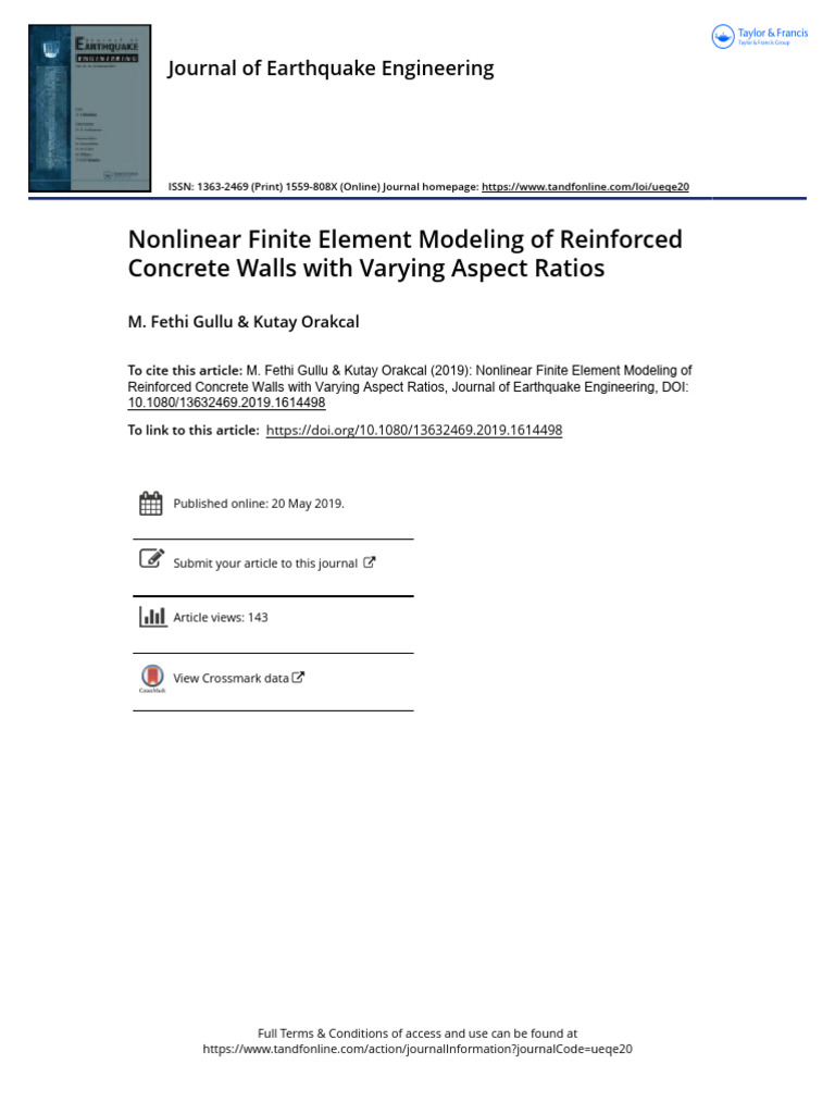 Nonlinear Modeling of Concrete Walls | PDF | Strength Of Materials ...