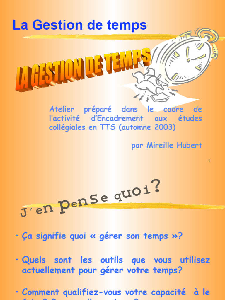 La Gestion de Temps | PDF | Sciences cognitives | Planification