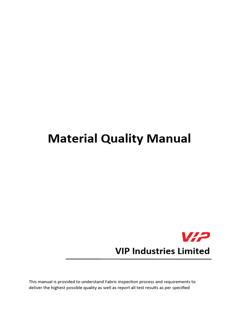 Material Quality Manual - VIP | PDF