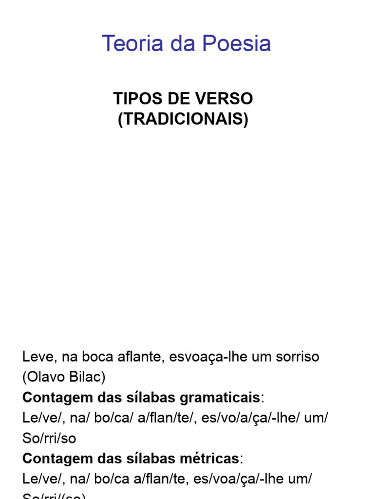 Tipos de Verso e Estruturas Poéticas | PDF | Sonetos | Métrica (poesia)