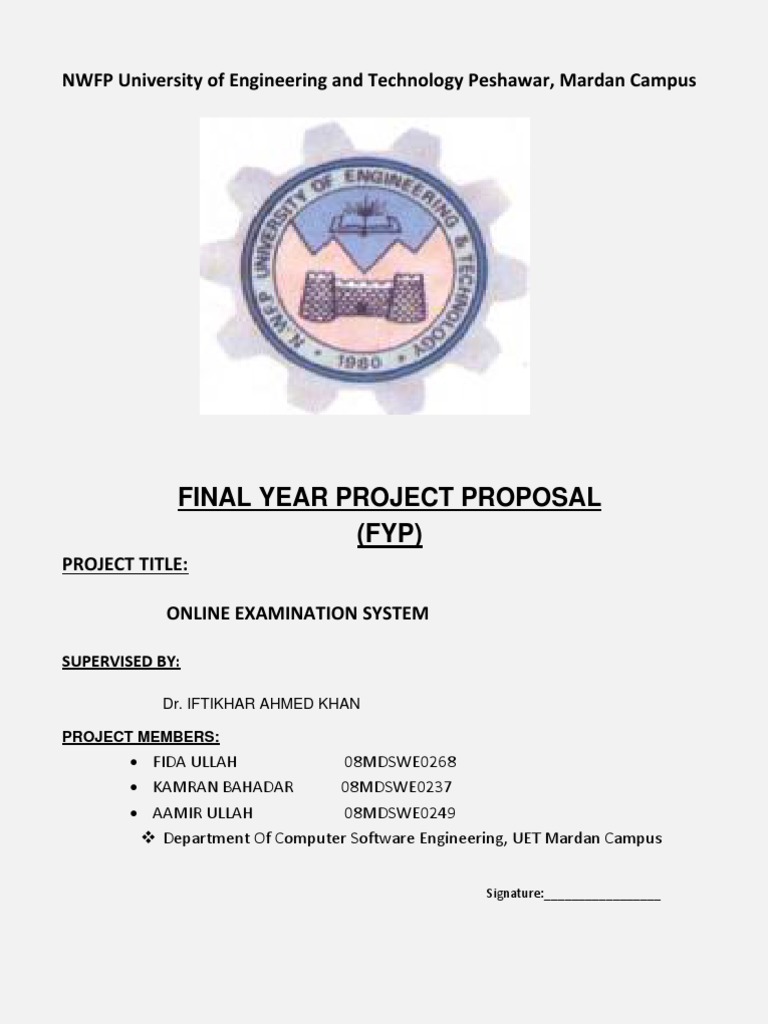 Final Year Project Proposal (FYP) : NWFP University of Engineering and ... Final Year Project Proposal (FYP) : NWFP University of Engineering and ...