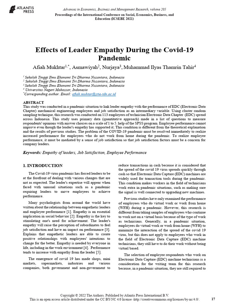 Effects of Leader Empathy | PDF | Empathy | Leadership Effects of Leader Empathy | PDF | Empathy | Leadership
