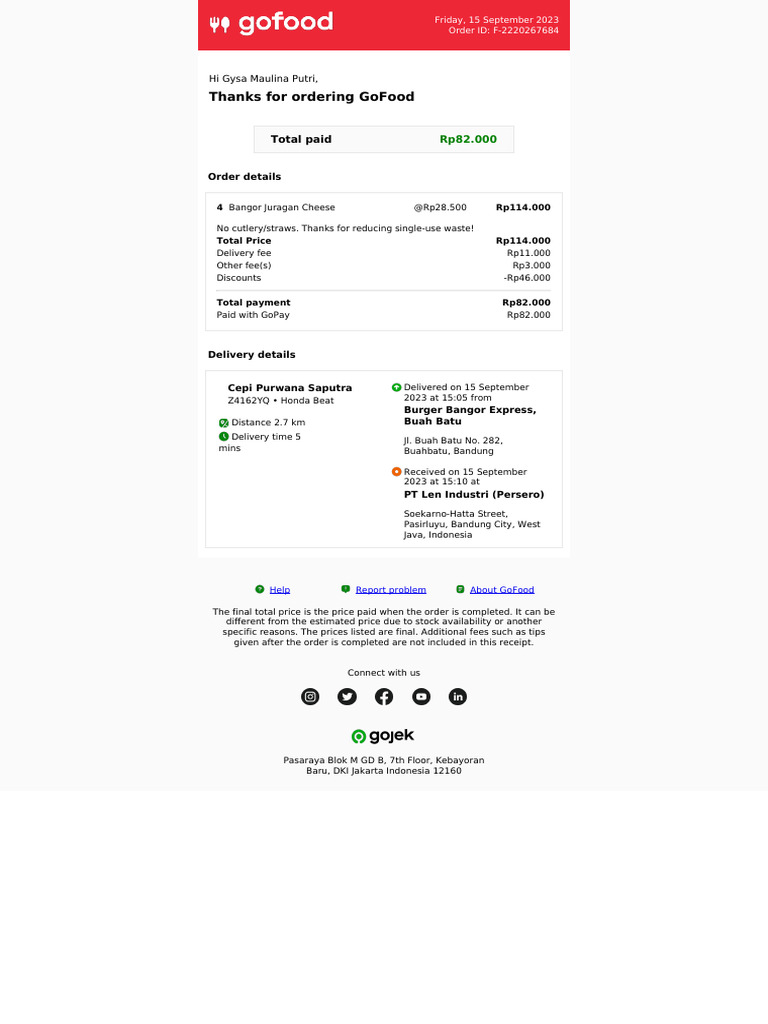 Contoh Pembayaran Grab | PDF