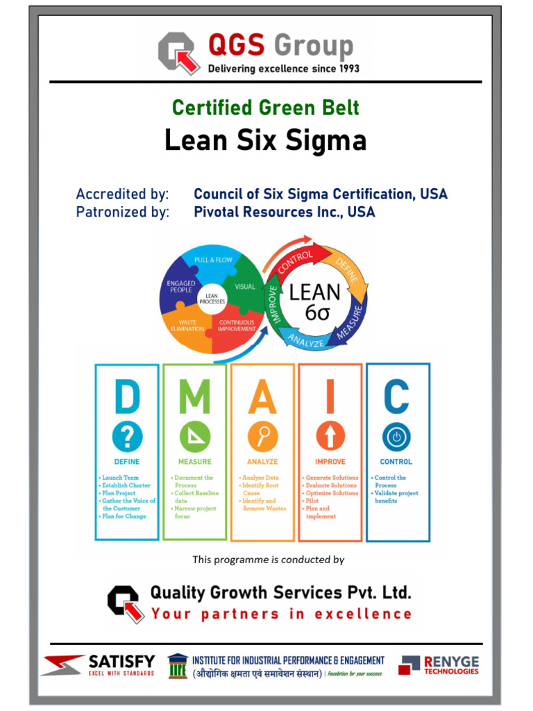 LSSGB Course Handout | PDF | Six Sigma | Performance Indicator