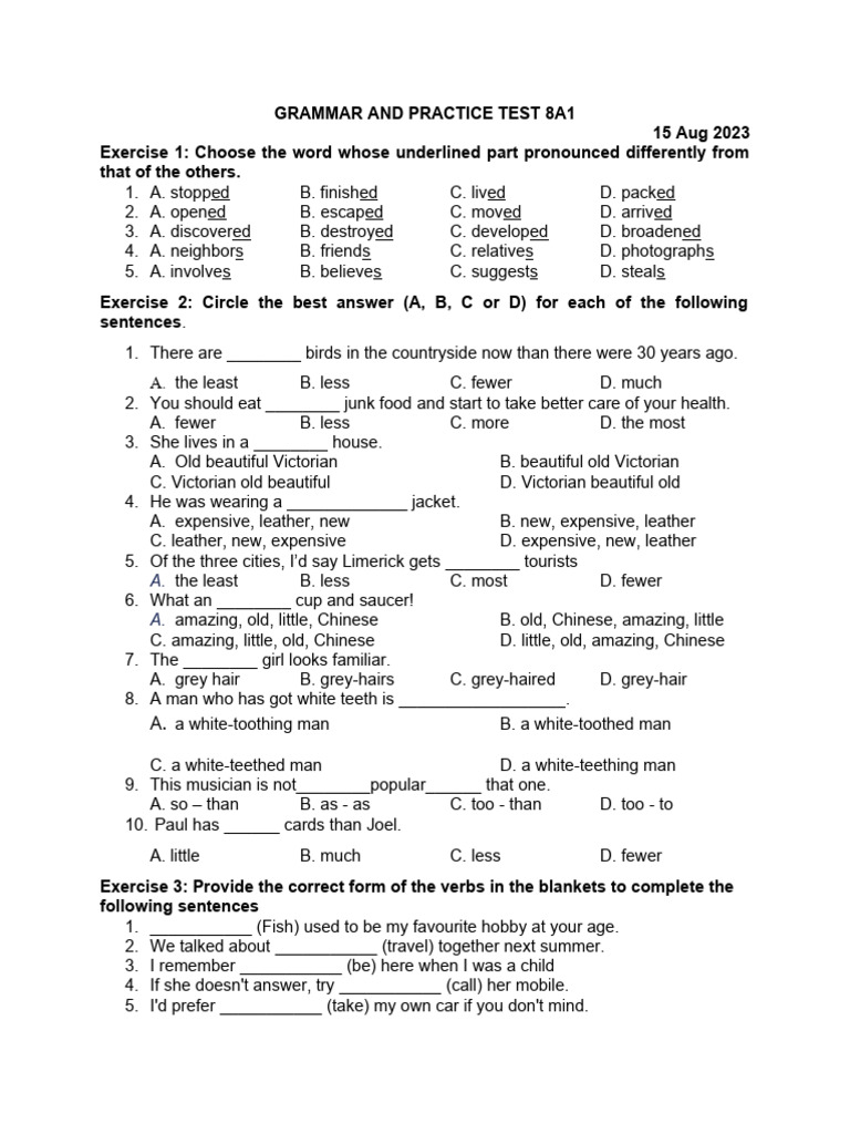8A1 - Test 15.8 | PDF
