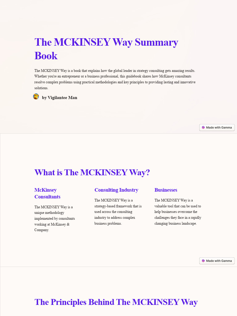 The MCKINSEY Way Summary Book | PDF | Finance & Money Management