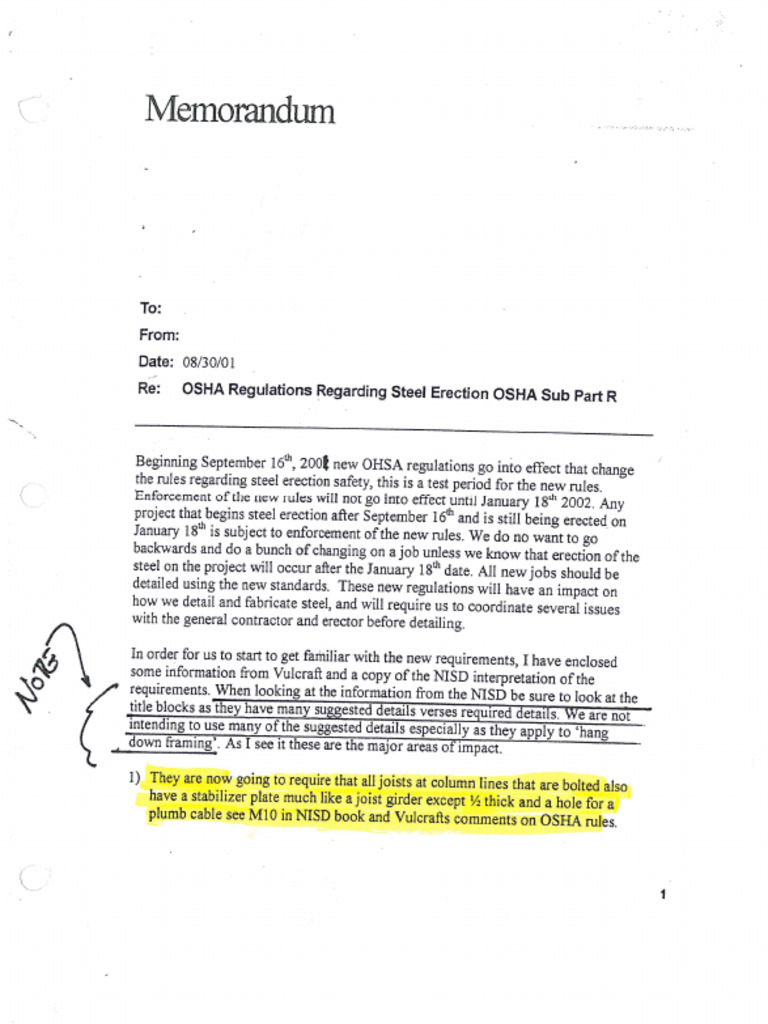 Memo On Joist OSHA | PDF