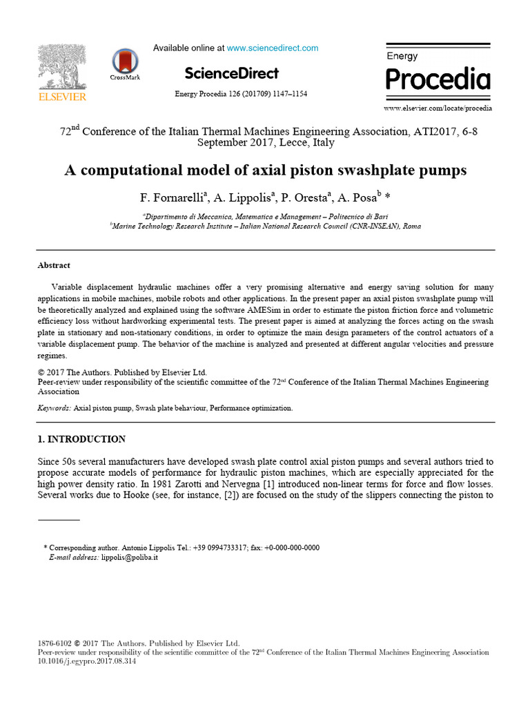 Computaional Model of Axial Piston Swashplate Pumps | PDF | Rotation ... Computaional Model of Axial Piston Swashplate Pumps | PDF | Rotation ...
