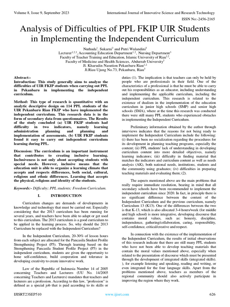 Analysis of Difficulties of PPL FKIP UIR Students in Implementing The ...