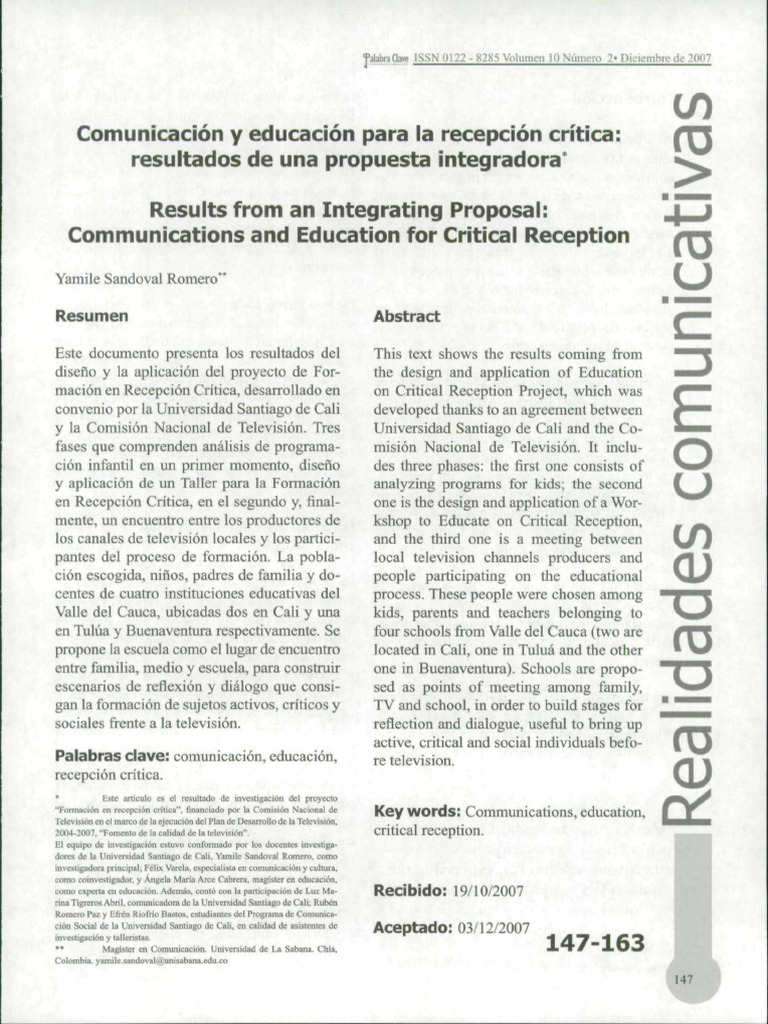 Communications and Education For Critical Reception | PDF | Aprendizaje ...