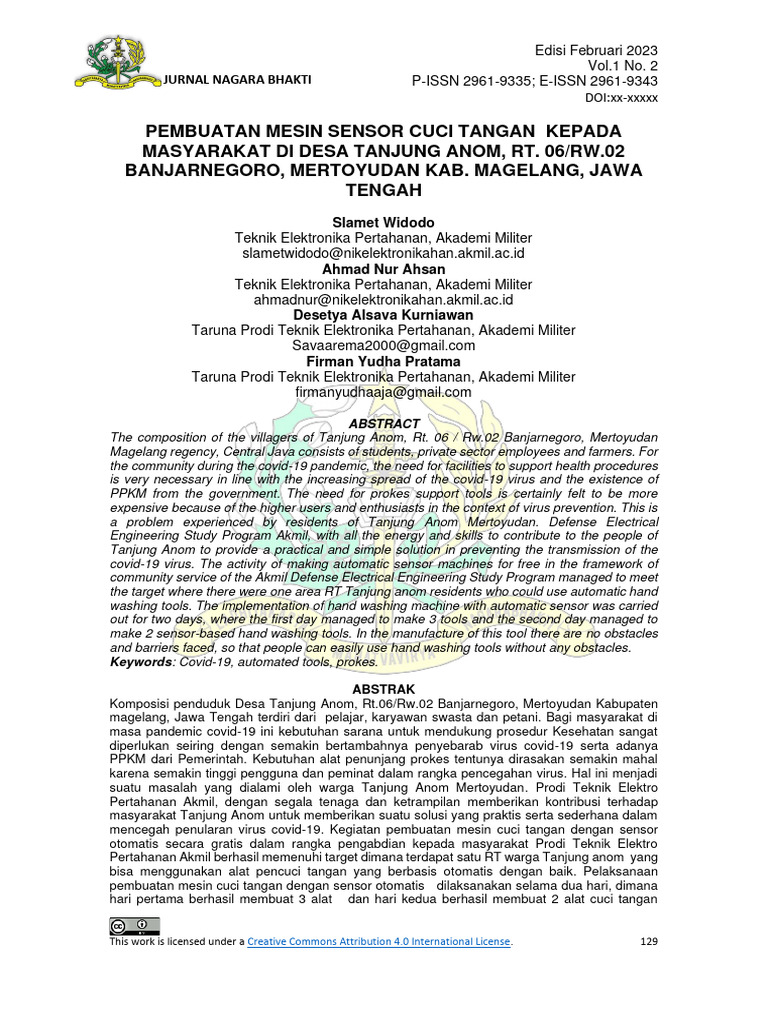 7 Pembuatan Mesin Sensor Cuci Tangan Kepada Masyarakat Di Desa Tanjung ...