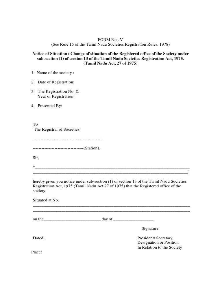 Notice of Change of Society Office | PDF