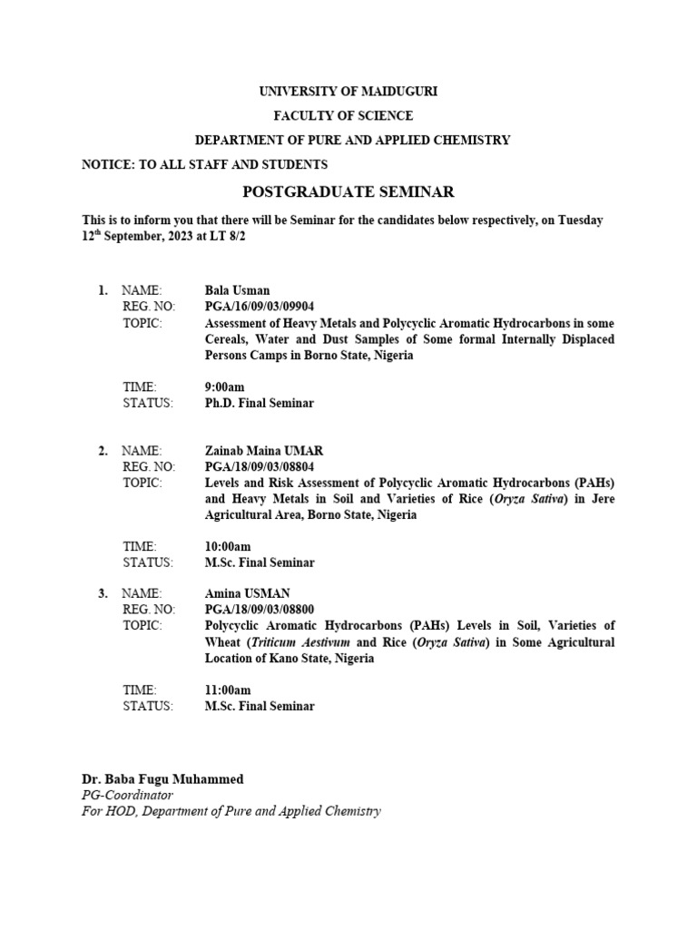 Seminar Notice Sep. 2023-1 | PDF | Polycyclic Aromatic Hydrocarbon ...