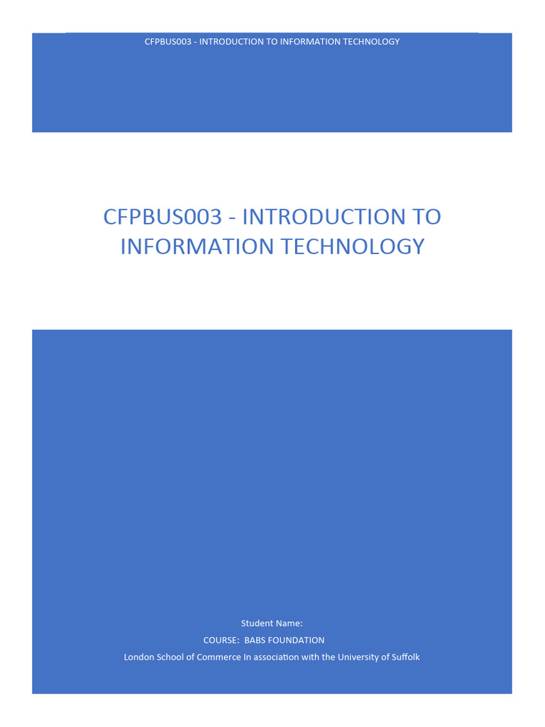 CFPBUS003 - Introduction To Information Technology | PDF | Computer ...