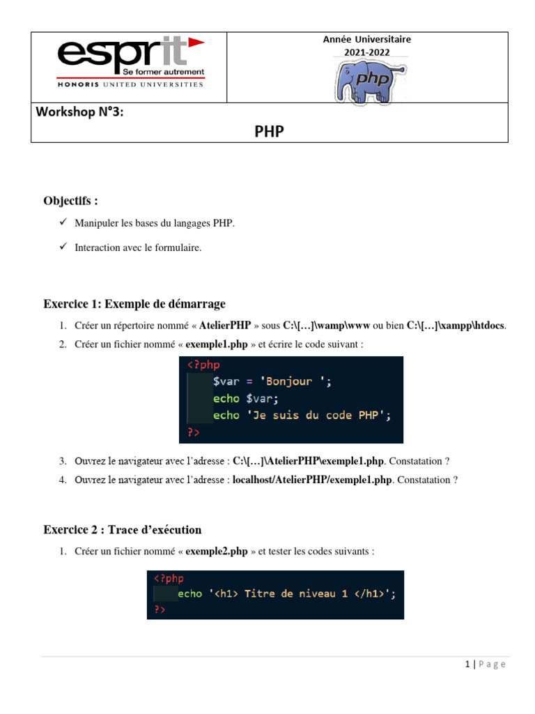 Atelier 3 - PHP | PDF | PHP | Fichier informatique