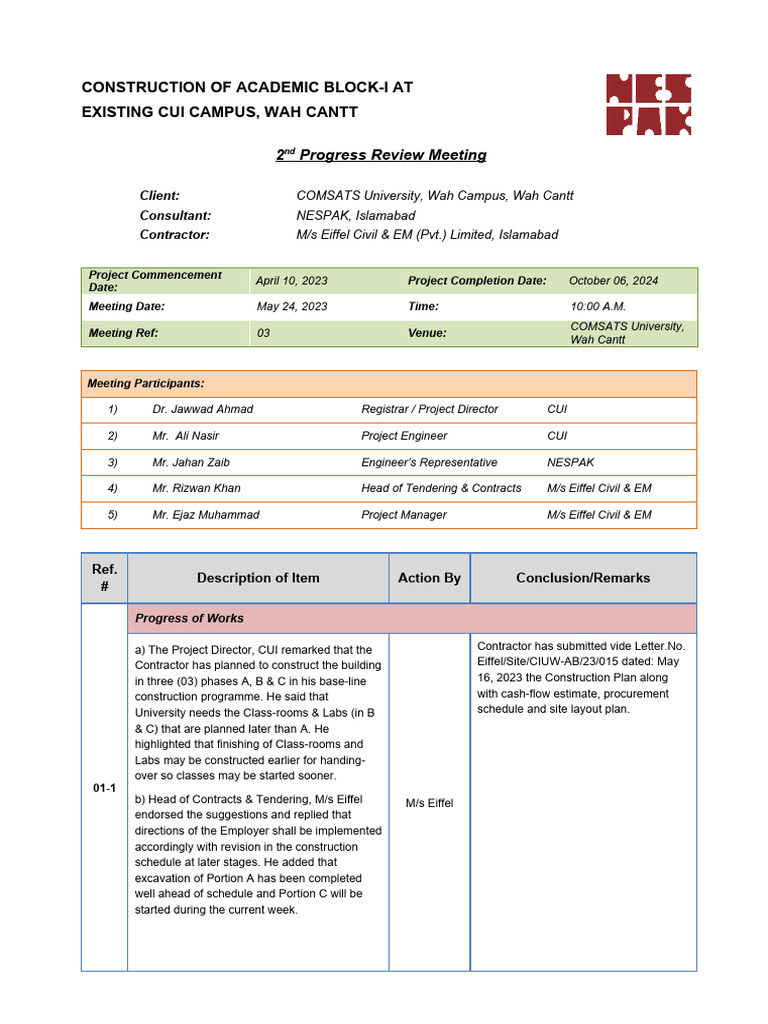 2nd Progress Review Meeting - MEETING MINUTES - 24052023 | PDF | Business