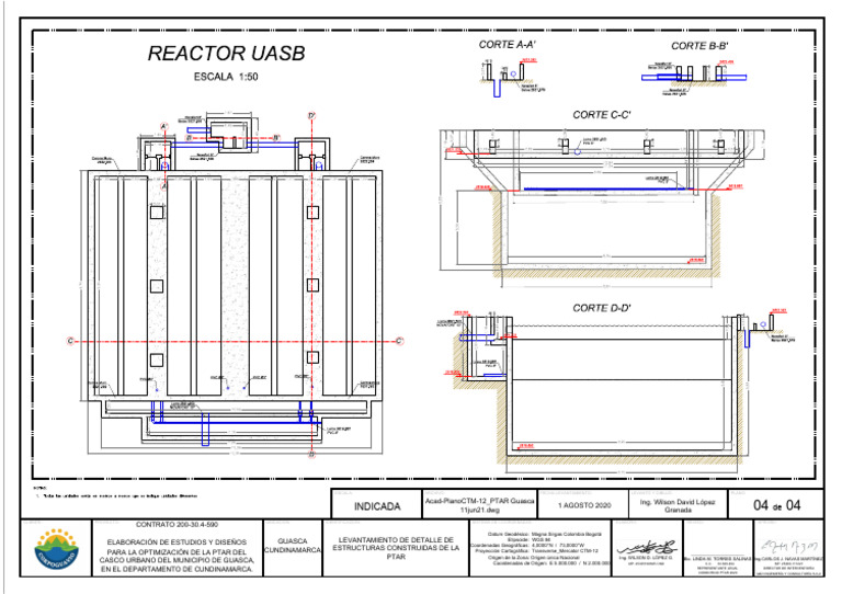 Plano PTAR Guasca - 4de4 Estruct Reactor | PDF | Física Aplicada e Interdisciplinaria | Geofísica
