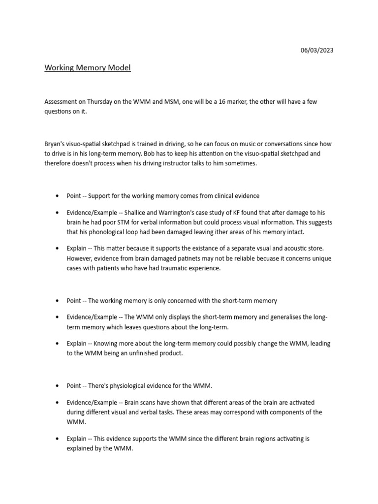 Working Memory Model | PDF