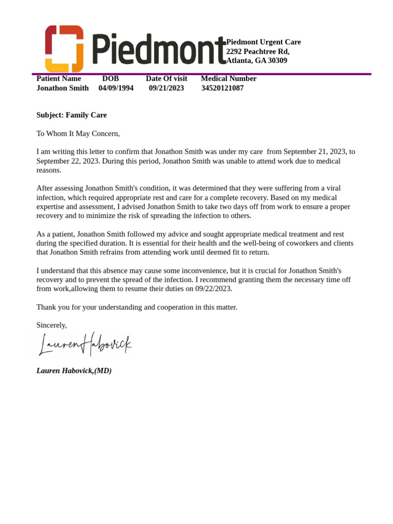 Piedmont Urgent Care-1 | PDF | Law