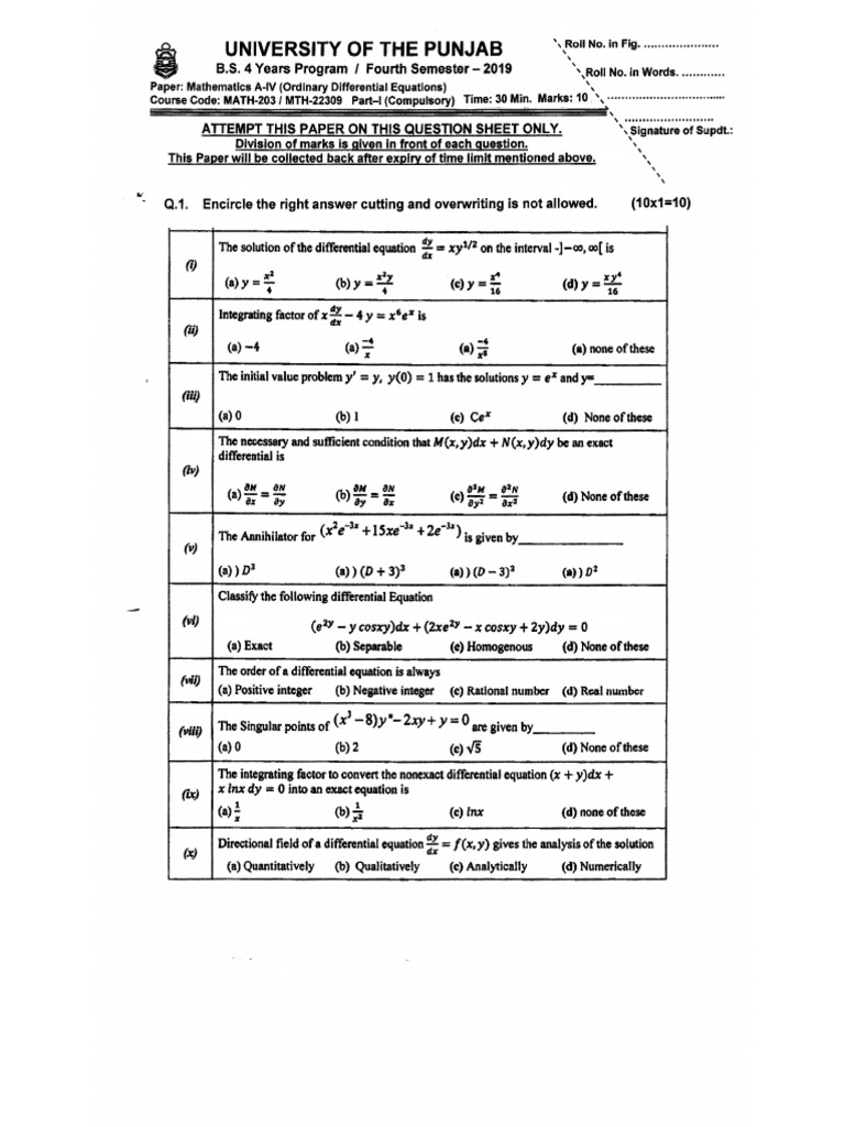 P2019 Math-203 | PDF