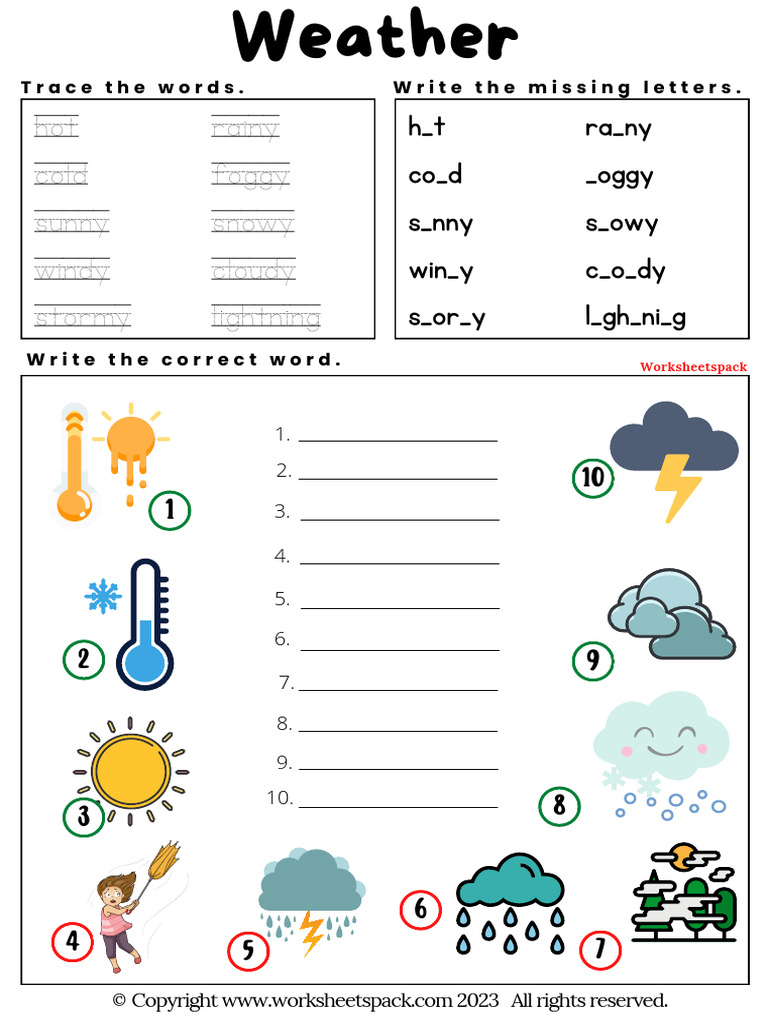 Weather Worksheets Printable | PDF