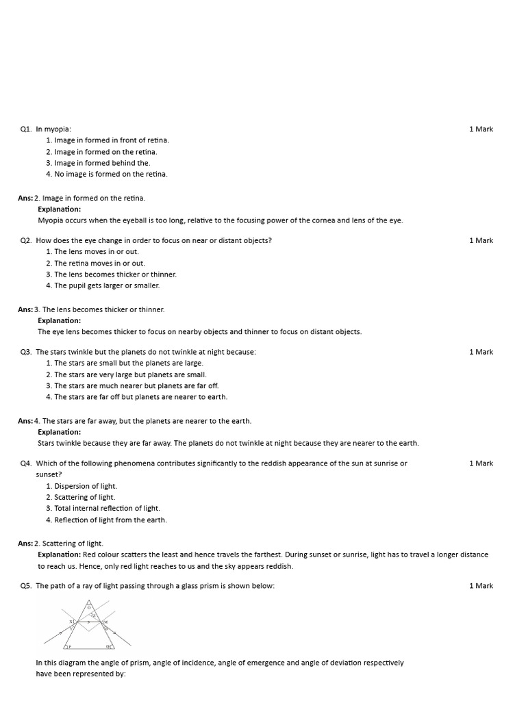 The Human Eye and Colourful World 1695198582342 | PDF | Eye | Sunset