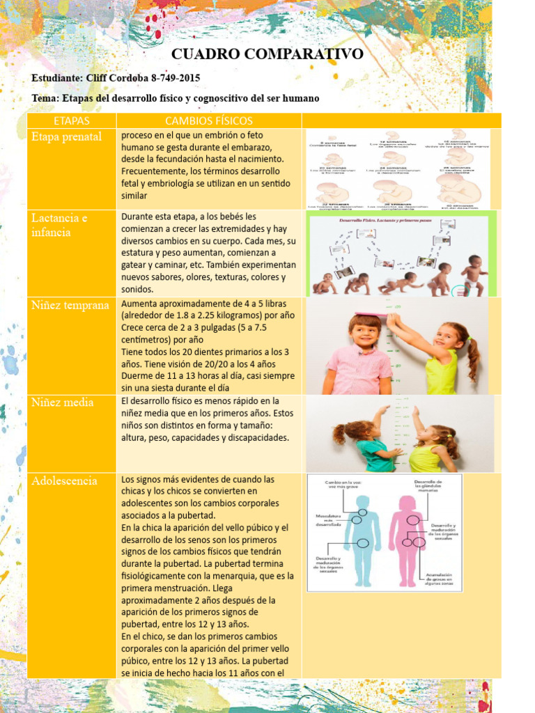 Cuadro Comparativo Etapas | PDF | Pubertad | Adolescencia