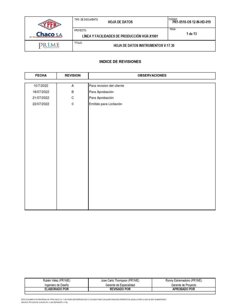 Pr1-0518-Os 12-In-Hd-019 0 (HD Seprador V-1730) | PDF | Metrología