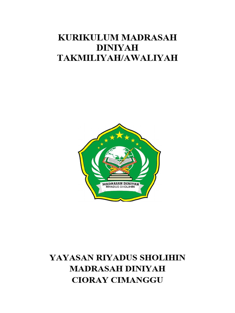 Kurikulum Madrasah Diniyah Takmiliyah Nu | PDF