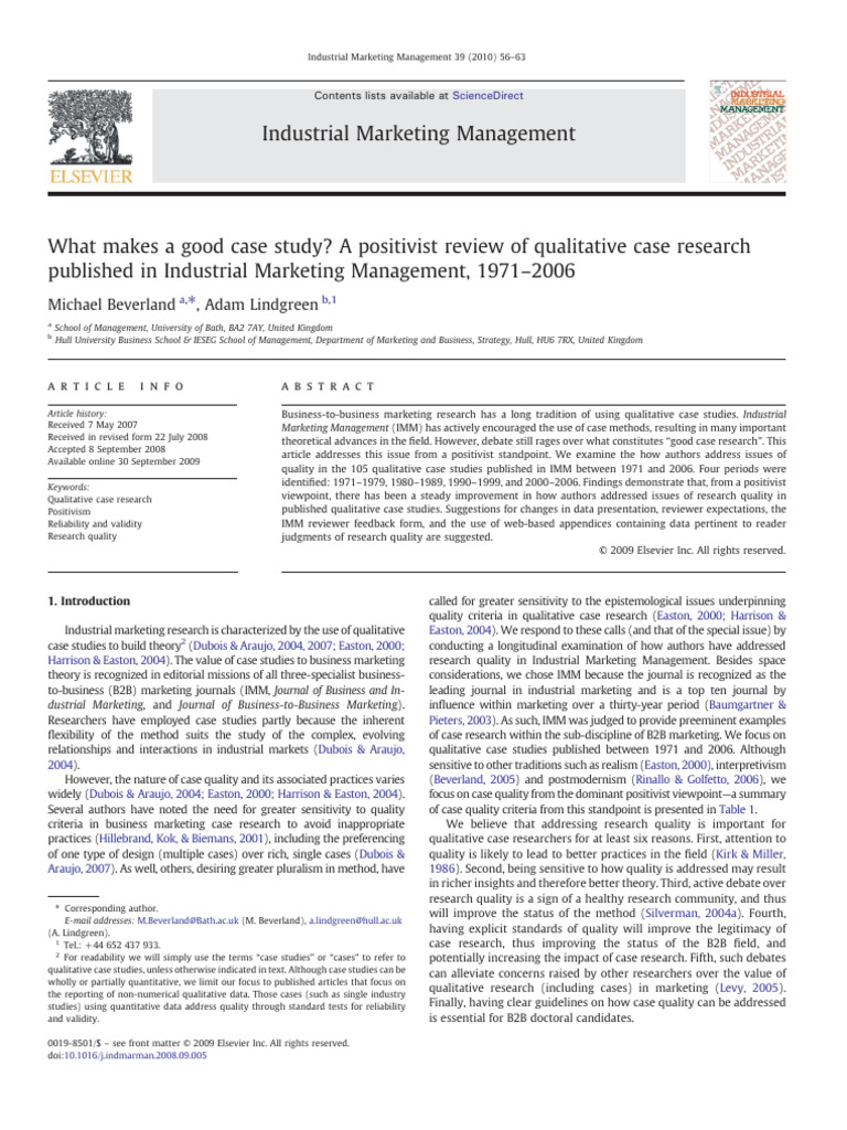 What Makes A Good Case Study A Positivist Review of Qualitative Case ...