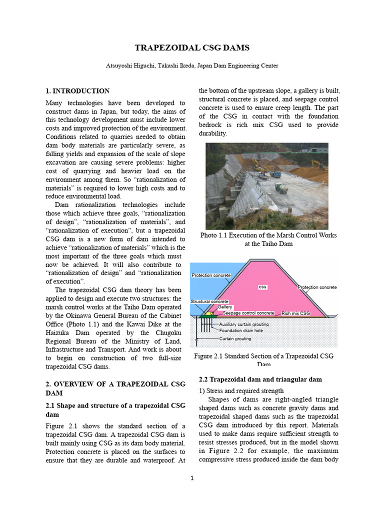 Trapezoidal CSG Dams | PDF | Dam | Stress (Mechanics) Trapezoidal CSG Dams | PDF | Dam | Stress (Mechanics)