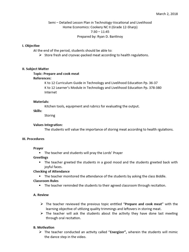 Cookery Lp Q4 L1 Lo4 2 Pdf Teachers Rubric Academic