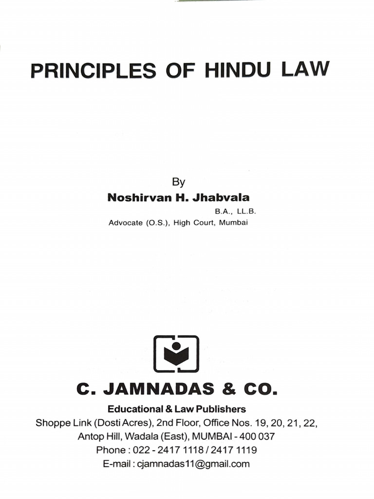 Principles of Hindu Law Overview | PDF | Polygamy | Family