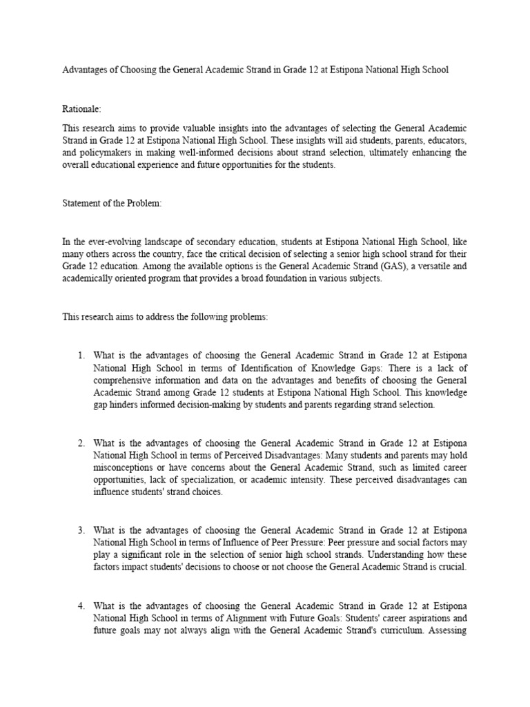 Advantages of Choosing The General Academic Strand in Grade 12 at ... Advantages of Choosing The General Academic Strand in Grade 12 at ...