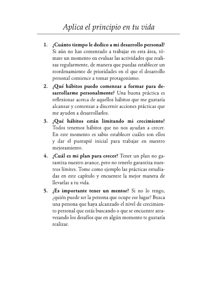El Arte de Crecer - Principio #1 - Actividad | PDF