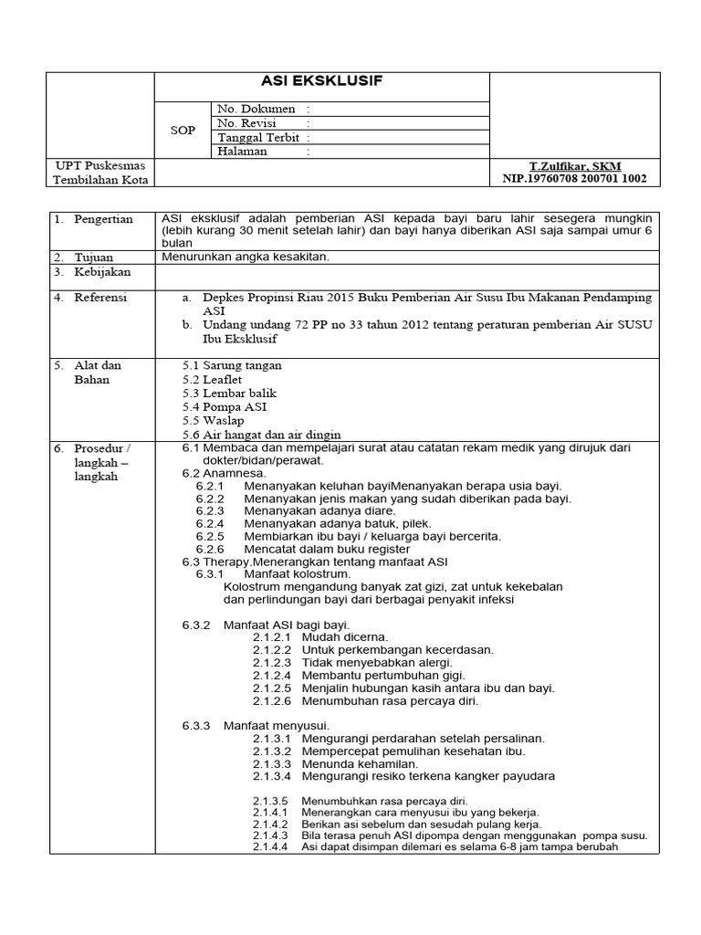 Sop Asi Eksklusif | PDF