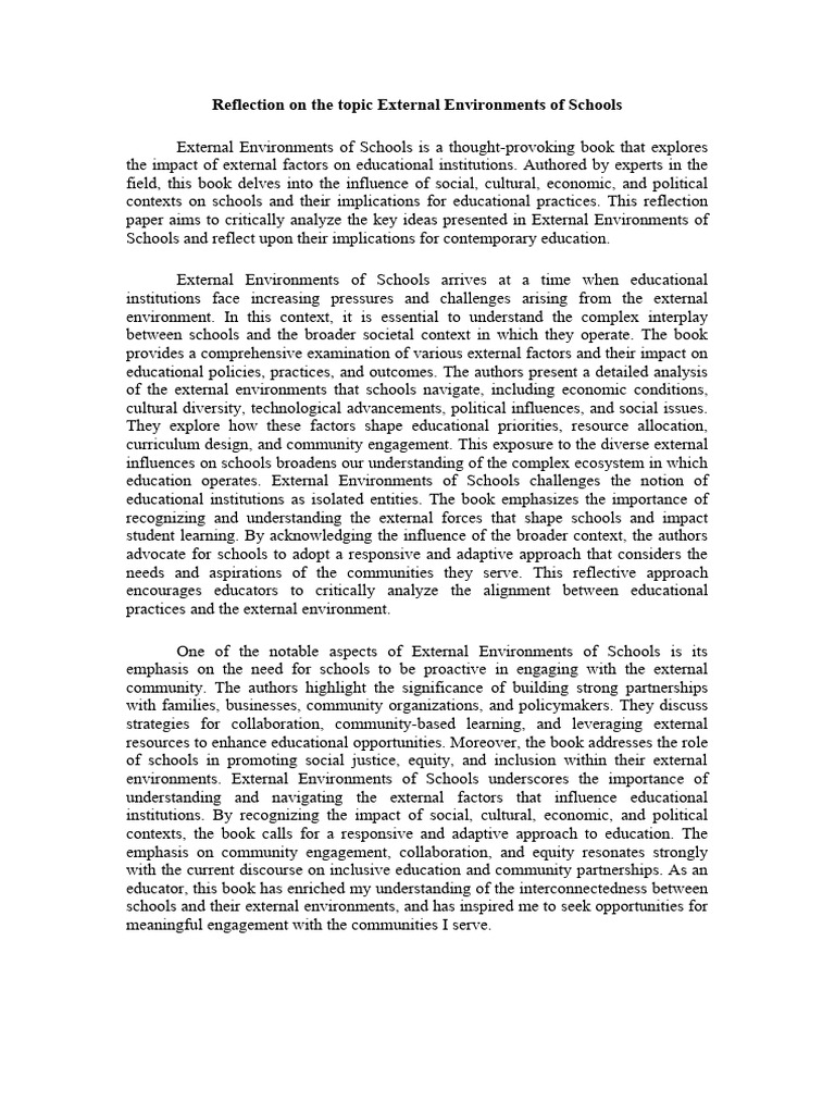 External Environments of Schools | PDF | Institution | Policy