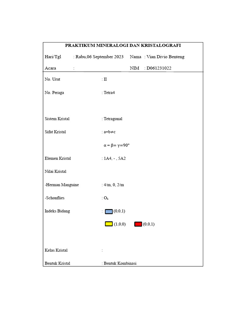 LKP KRISTALOGRAFI DAN MINERALOGI (1) Vian | PDF | Teknologi & Rekayasa