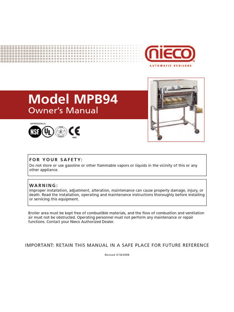 BROILLER MPB94 NIECO Manual Técnico | PDF | Electrical Connector | Valve