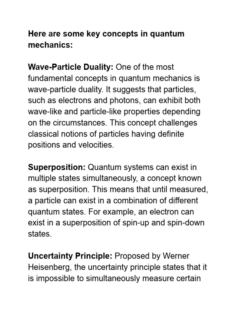 What Are The Key Concepts in Quantum Mechanics | PDF | Quantum Mechanics | Wave Function
