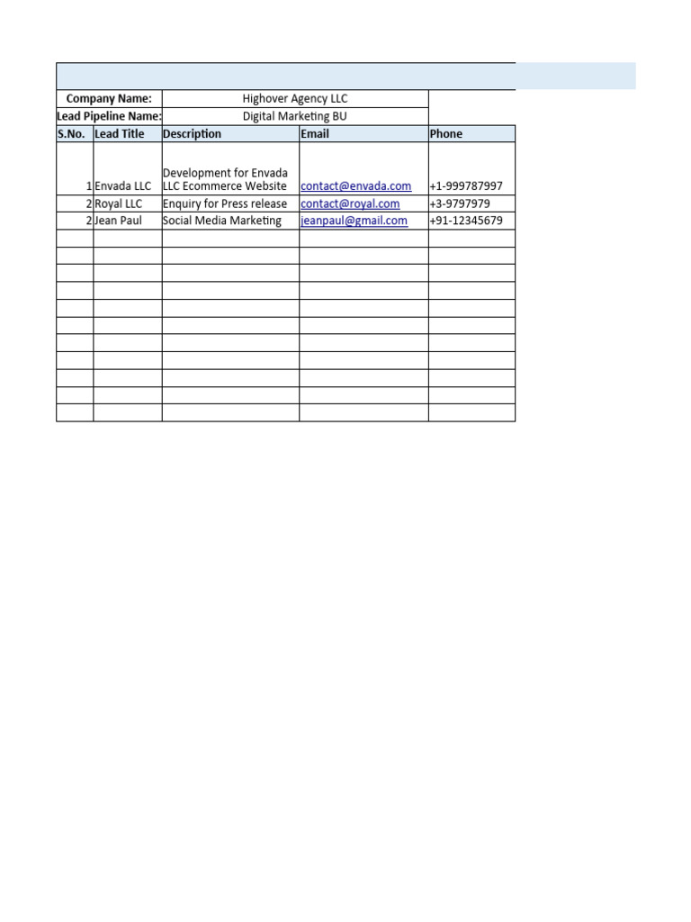 Sales Lead Tracker Template PDF | PDF